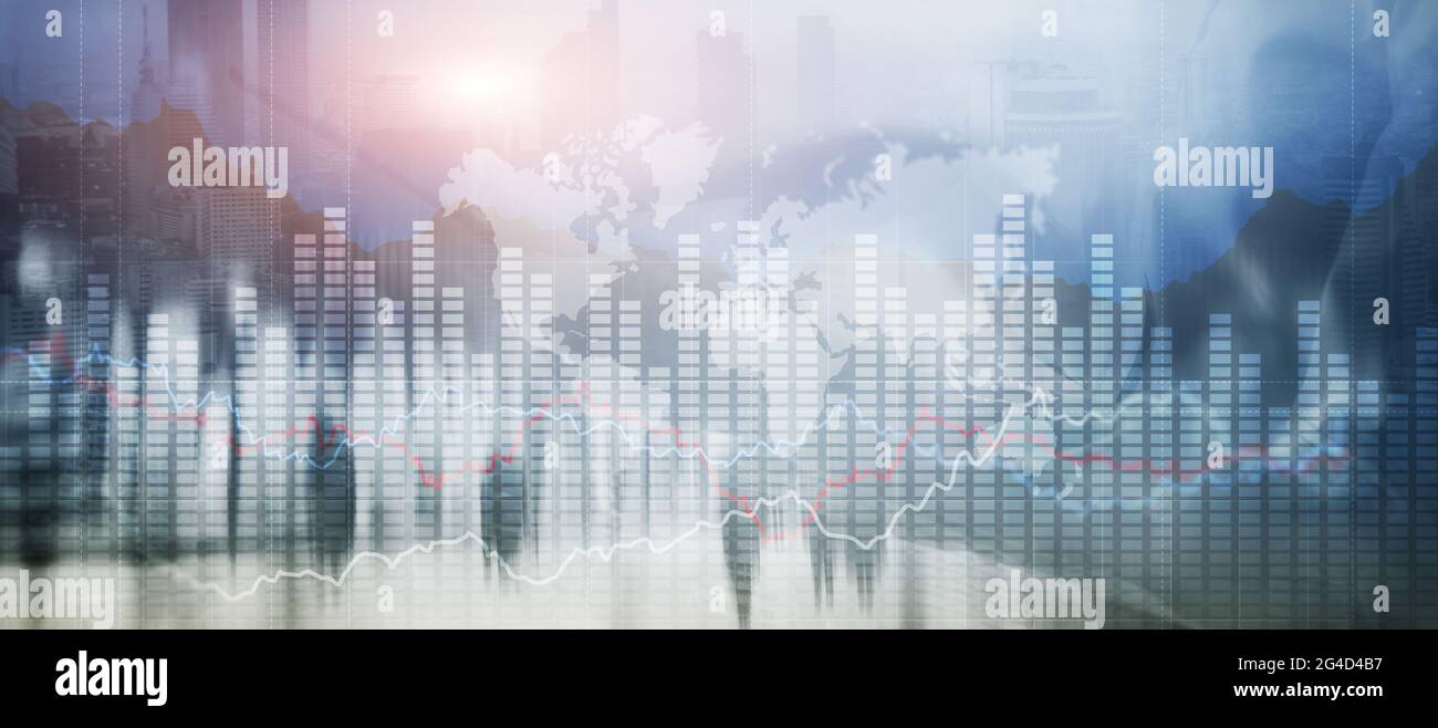 Business graph chart. Virtual screen with stock market changes ...