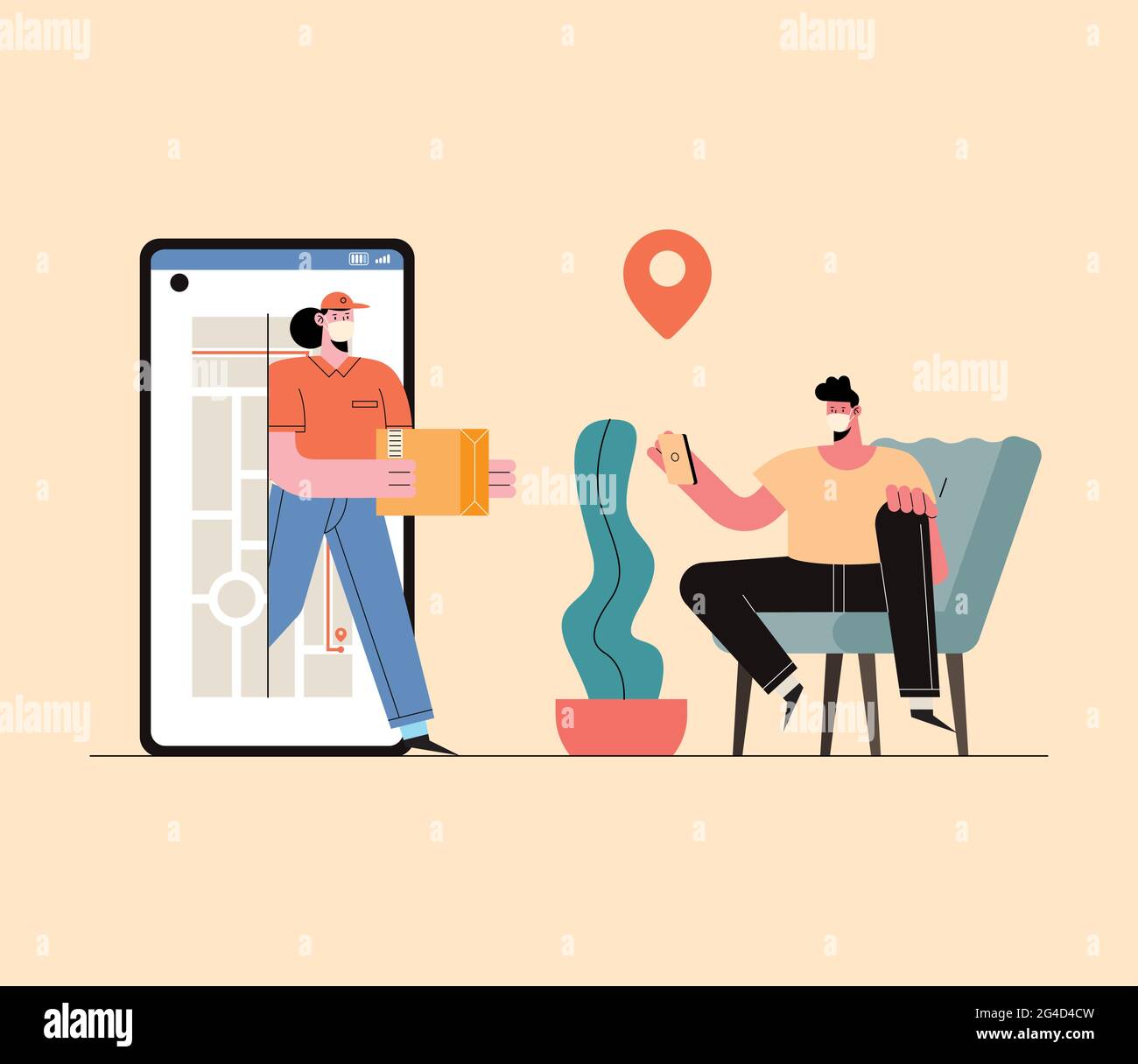 smartphone with delivery app service online Stock Vector Image & Art ...