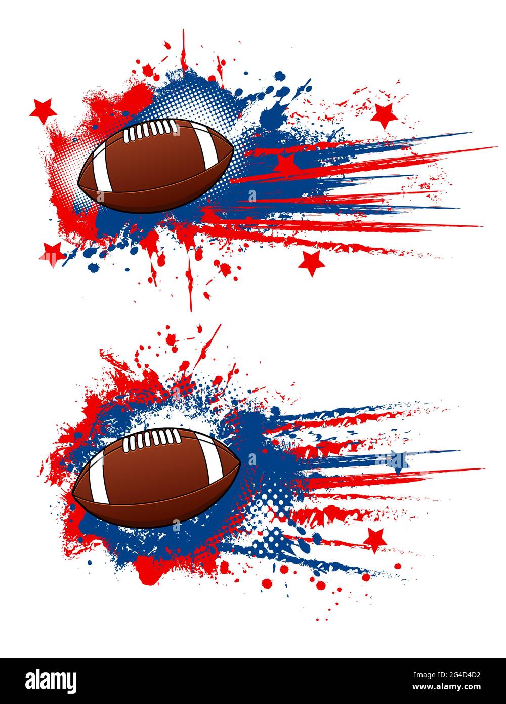 American football balls grunge sport design. Brown leather balls with ...
