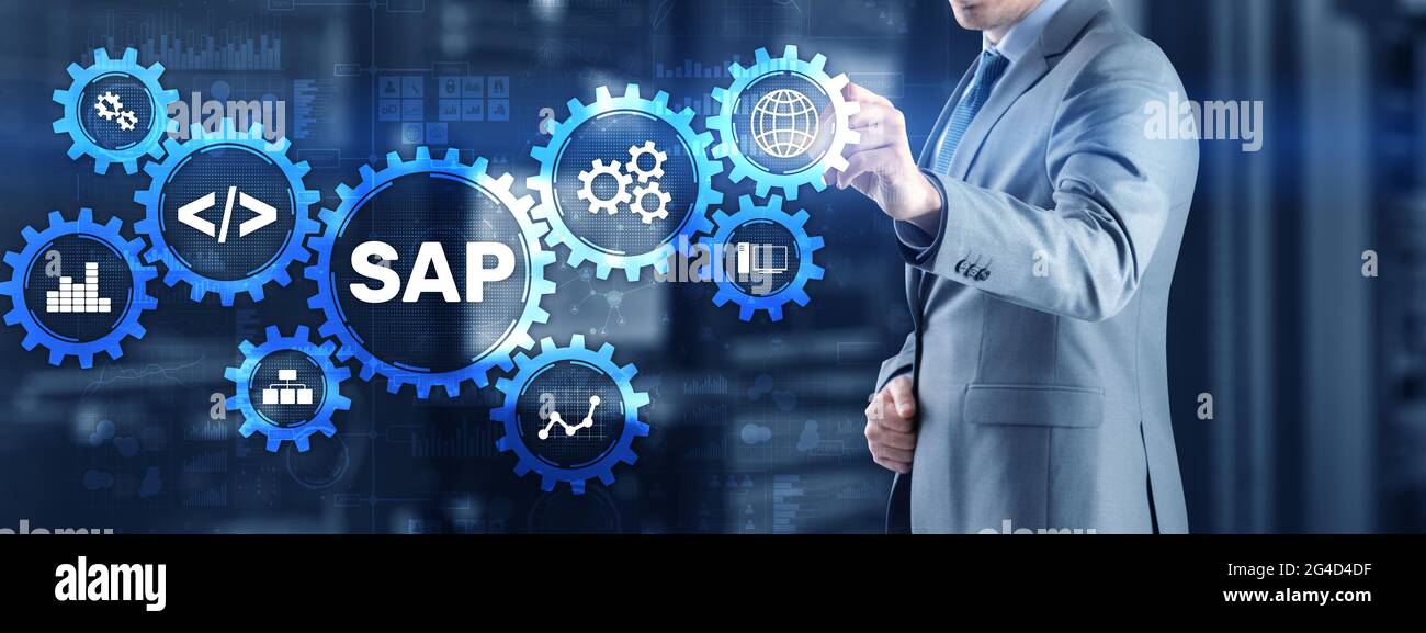 SAP System Software Automation concept on virtual screen Stock Photo ...