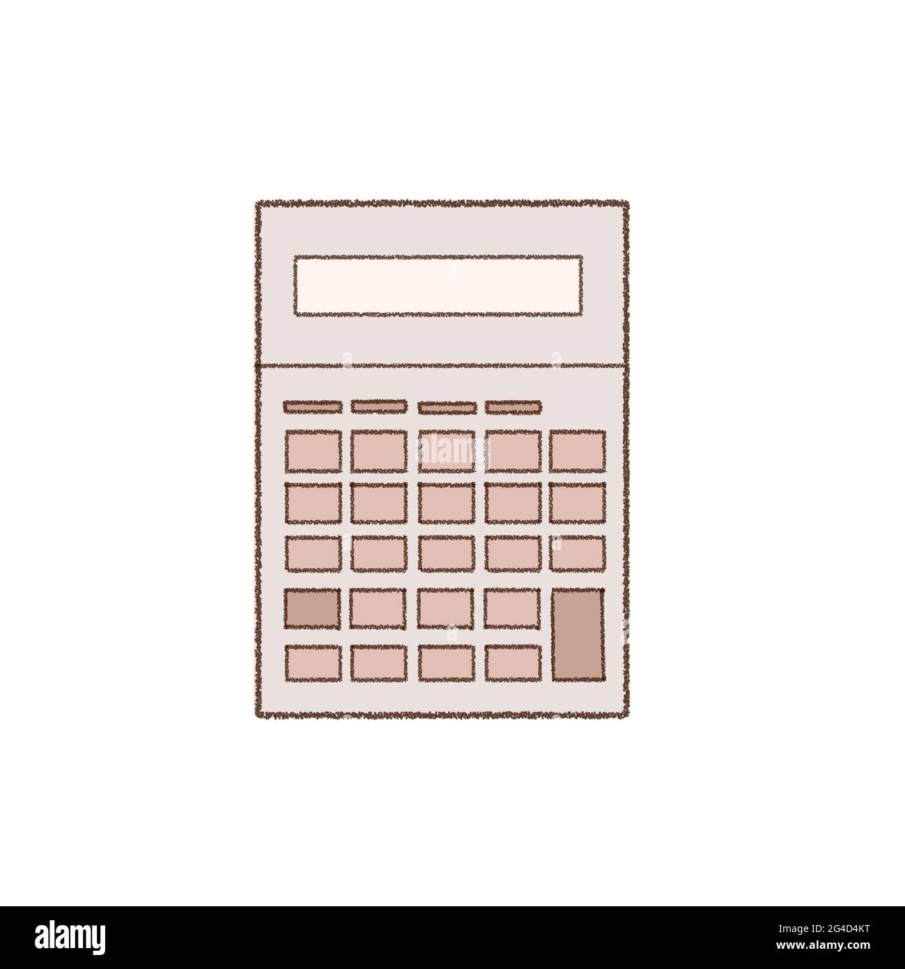 Dull pink simple calculator. On a white background. Cute and simple art ...