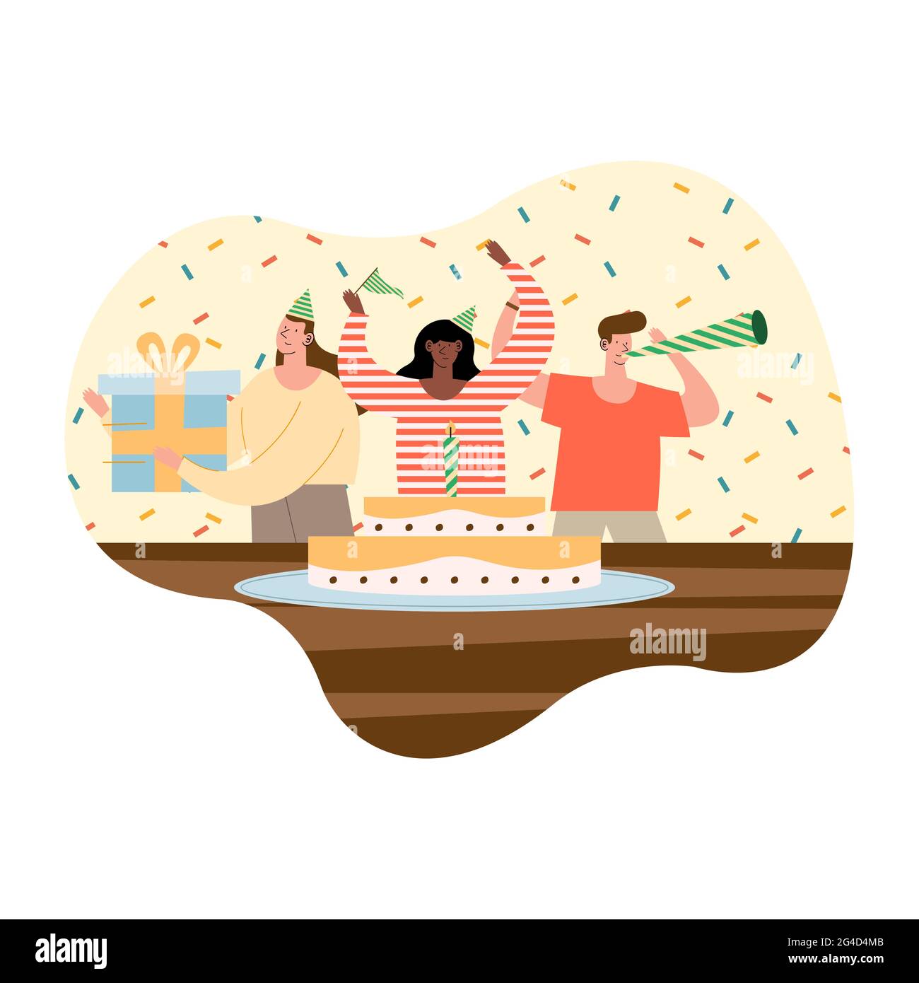 persons celebrating birthday party characters Stock Vector Image & Art ...