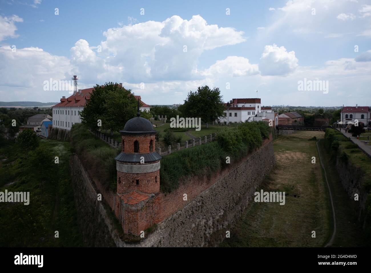 Dubno, Ukraine - June 7, 2021: Aerial view on Dubno castle from drone ...