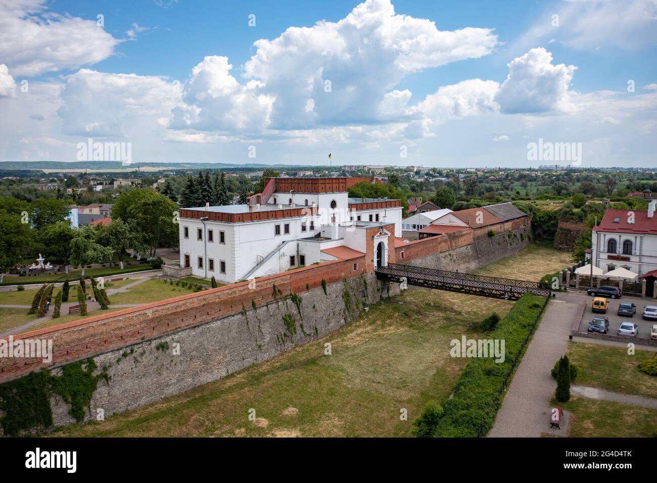 Dubno, Ukraine - June 7, 2021: Aerial view on Dubno castle from drone ...