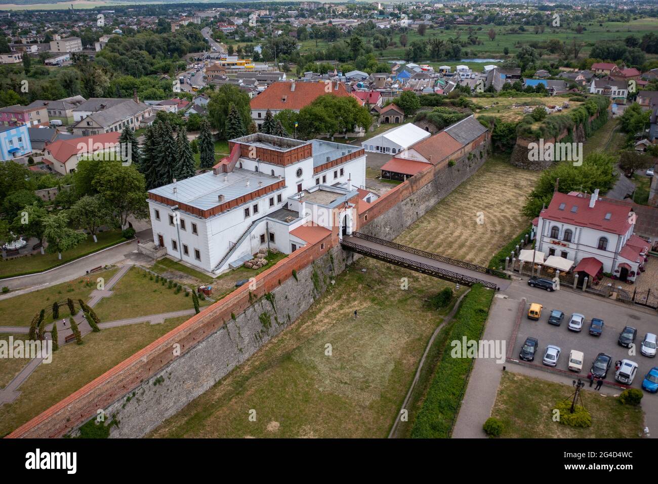 Dubno, Ukraine - June 7, 2021: Aerial view on Dubno castle from drone ...