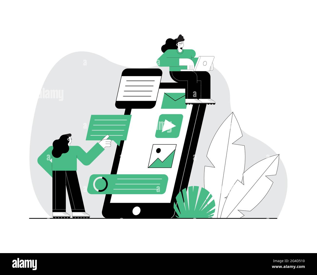 two girls using technology characters Stock Vector Image & Art - Alamy