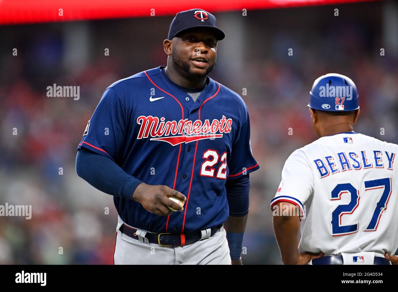 Arlington, Texas, USA. 19th June, 2021. Minnesota Twins first baseman ...