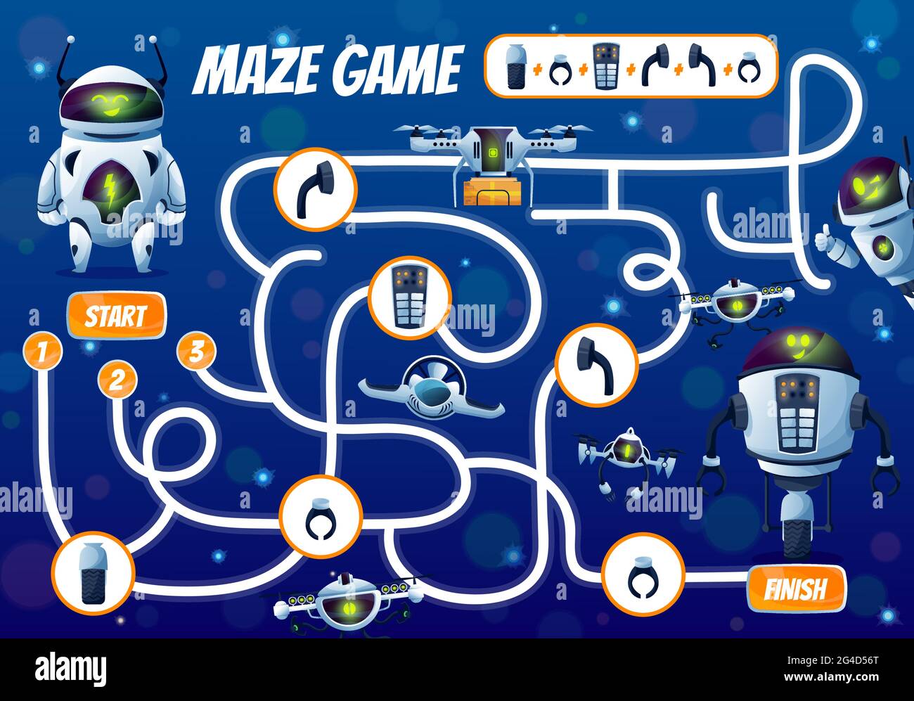 Fix the robot vector kids maze game or start to finish labyrinth ...