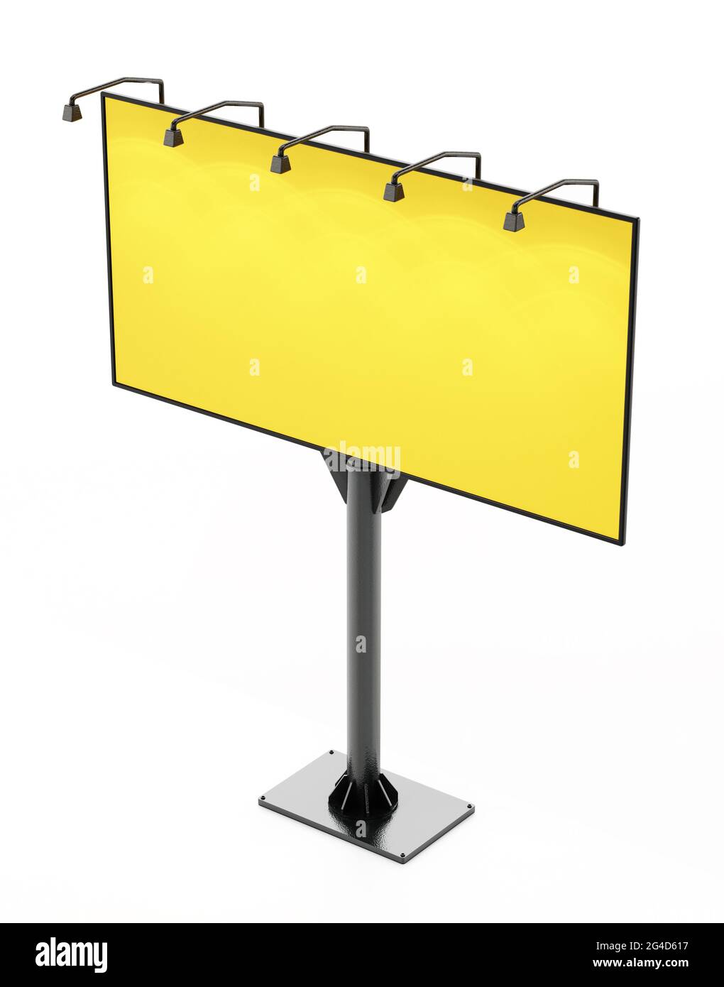 Yellow street billboard isolated on white background. 3D illustration ...
