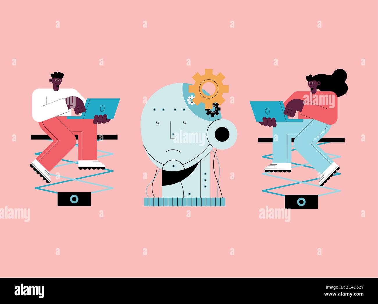 artificial intelligence two users characters Stock Vector Image & Art ...
