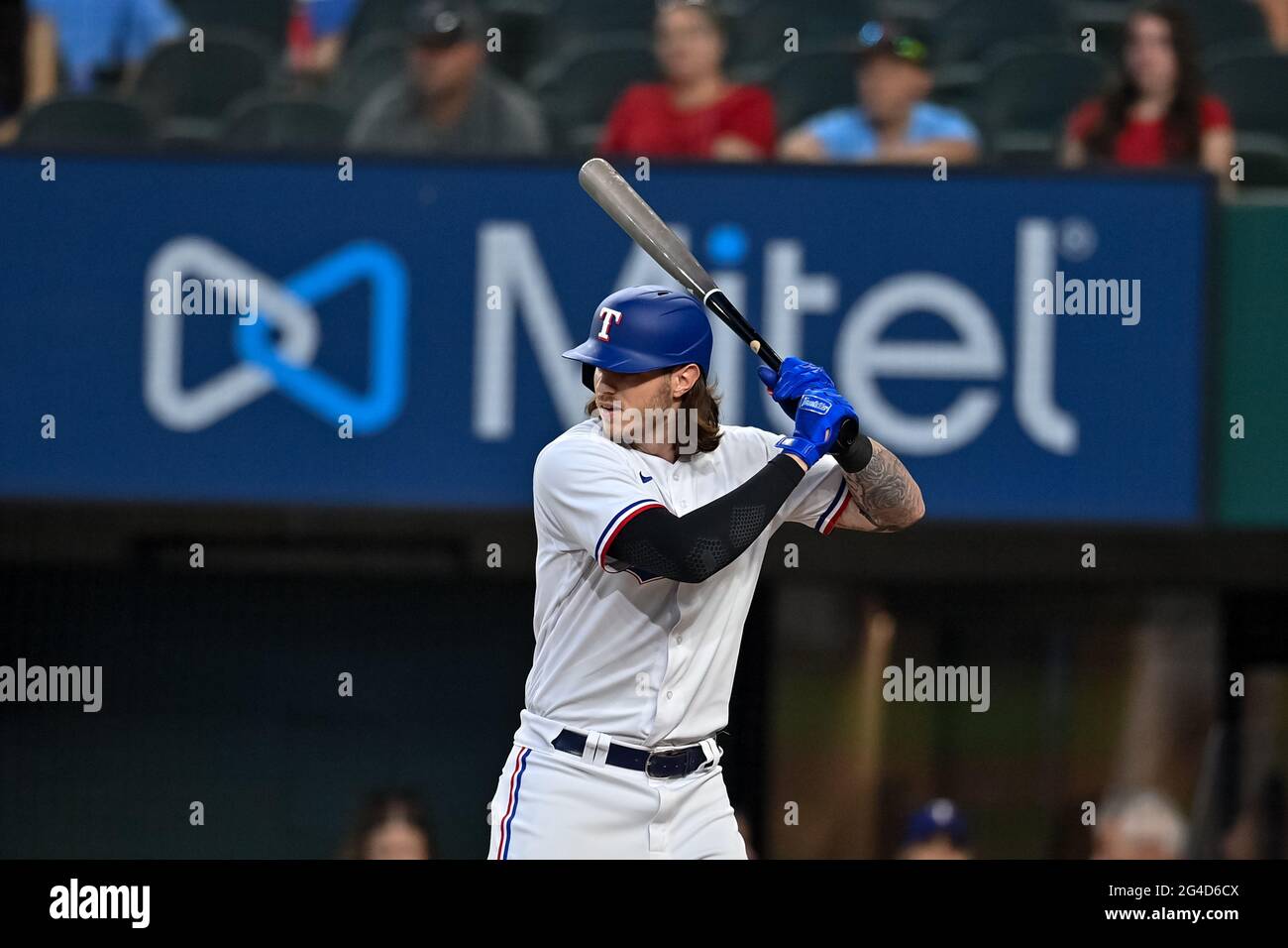 June 19th, 2021: Texas Rangers catcher Jonah Heim (28) at bat during a ...