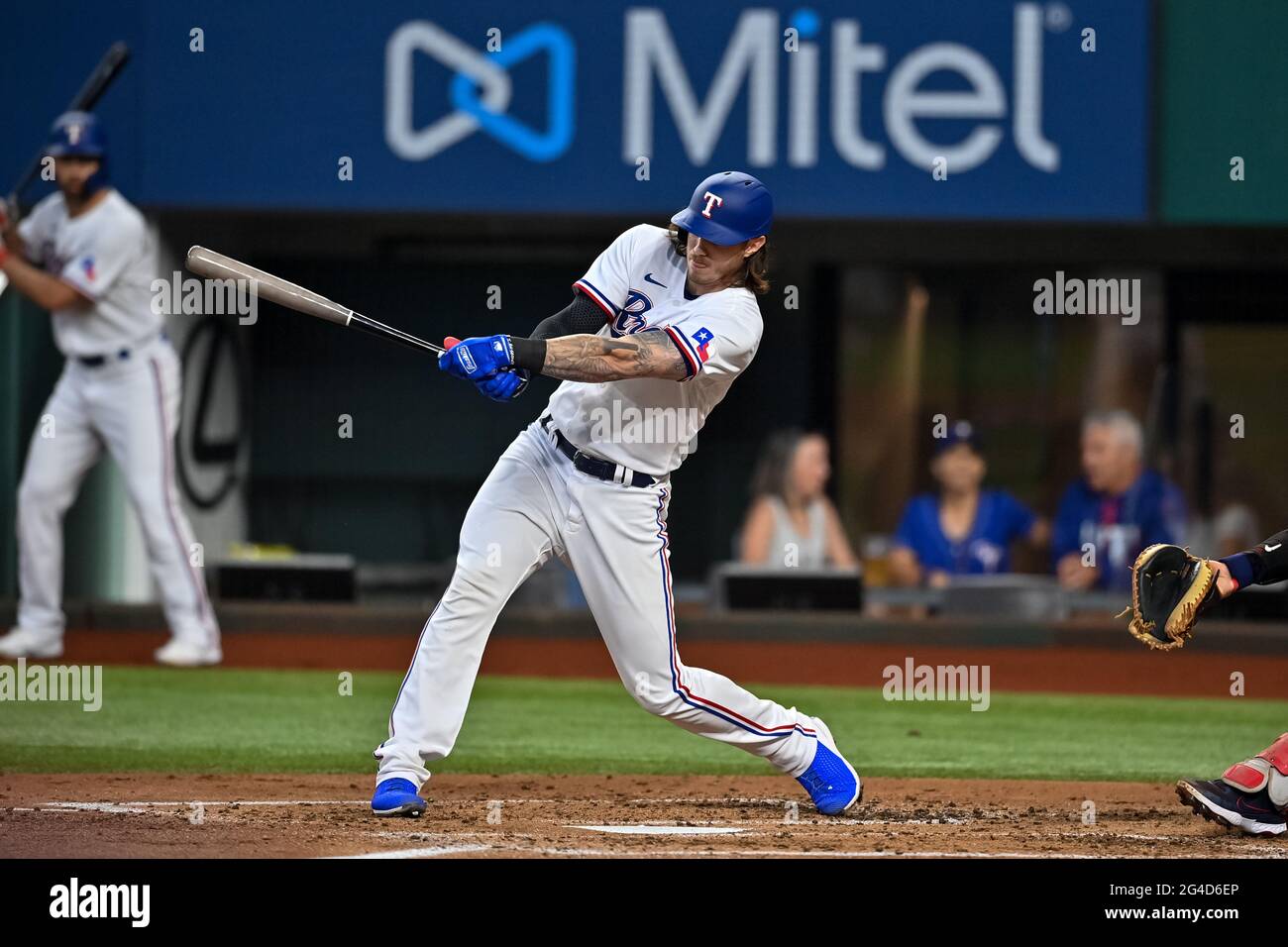 June 19th, 2021: Texas Rangers catcher Jonah Heim (28) at bat during a ...