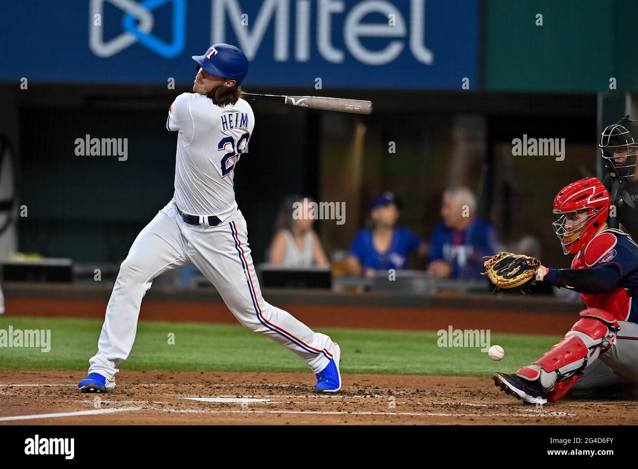 June 19th, 2021: Texas Rangers catcher Jonah Heim (28) at bat during a ...