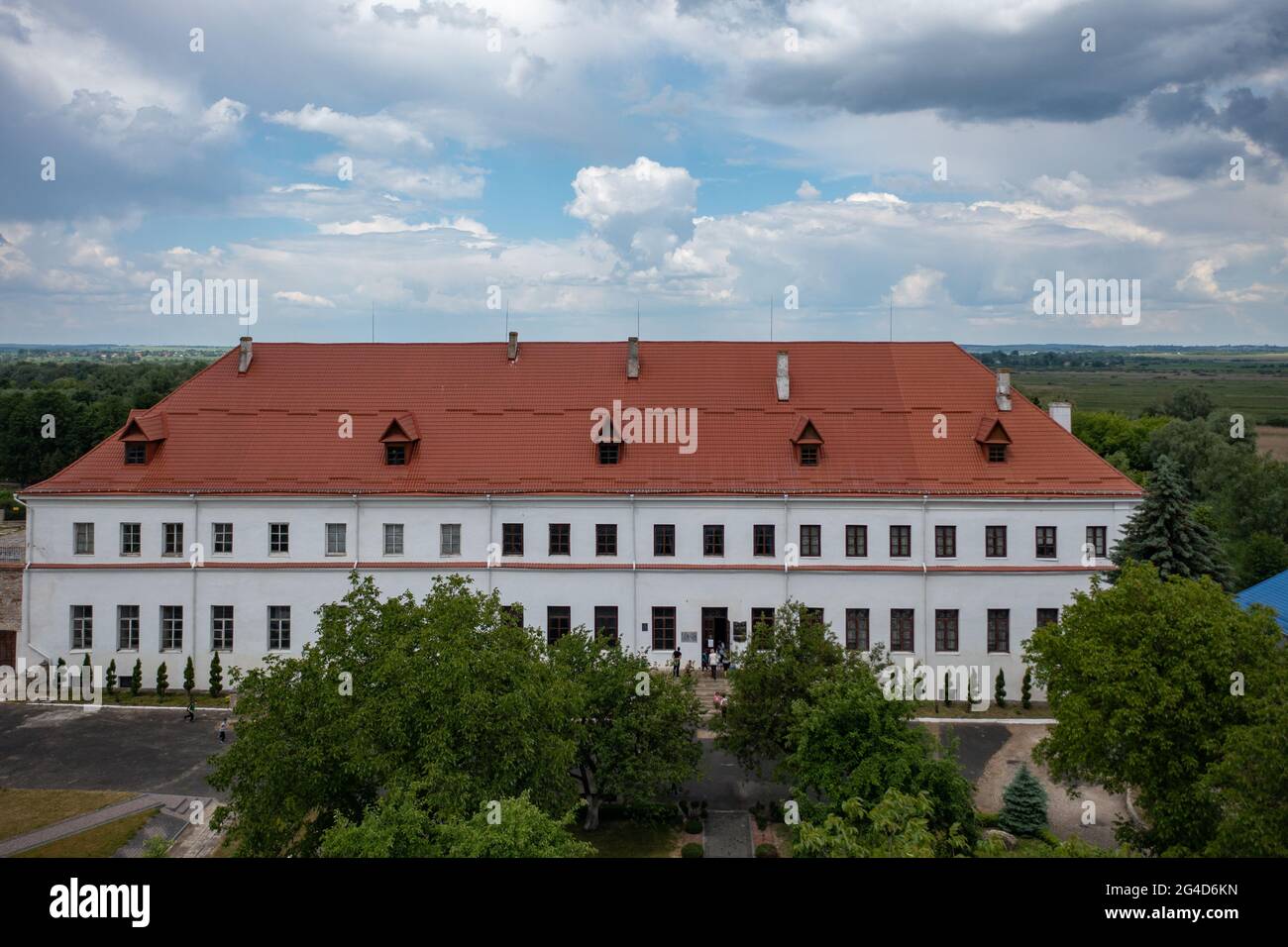 Dubno, Ukraine - June 7, 2021: Aerial view on Dubno castle from drone ...
