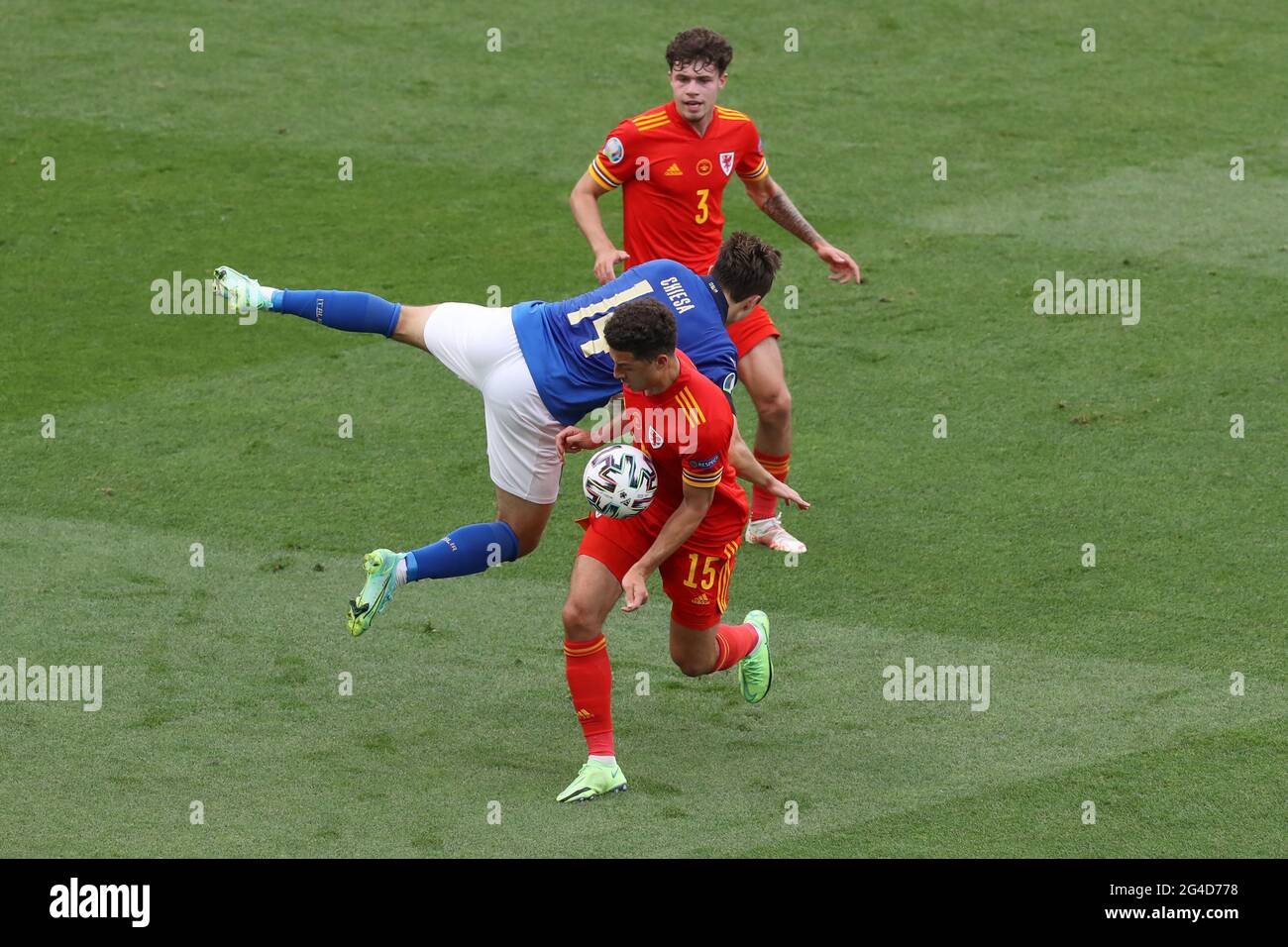 Rome, Italy, 20th June 2021. Neco Williams of Wales looks on as team ...