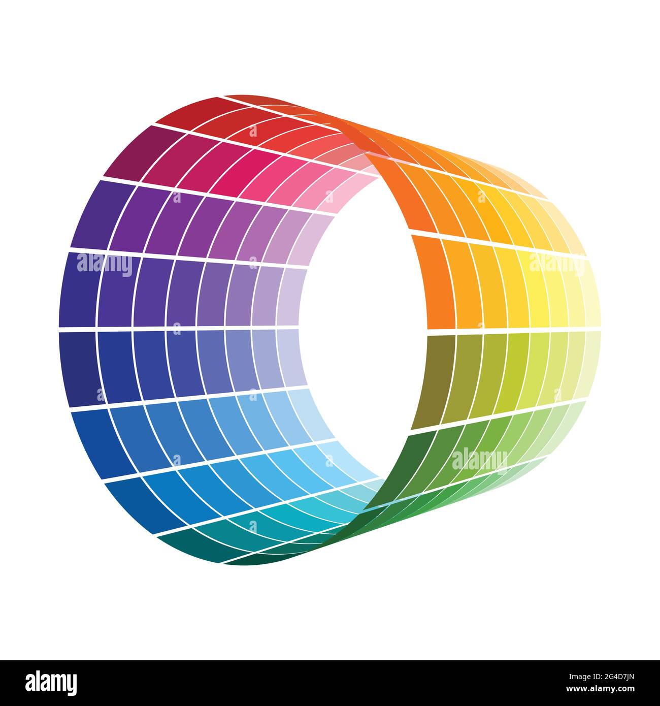 Colorful tiles that makes a pipe with concentric pattern. Cylinder in ...