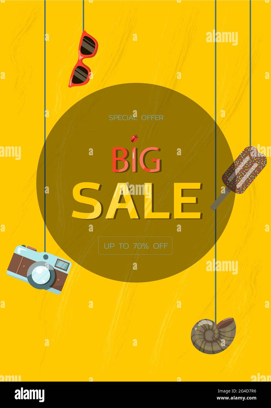 Vector banner for the summer sale. A bright flat illustration of the ...