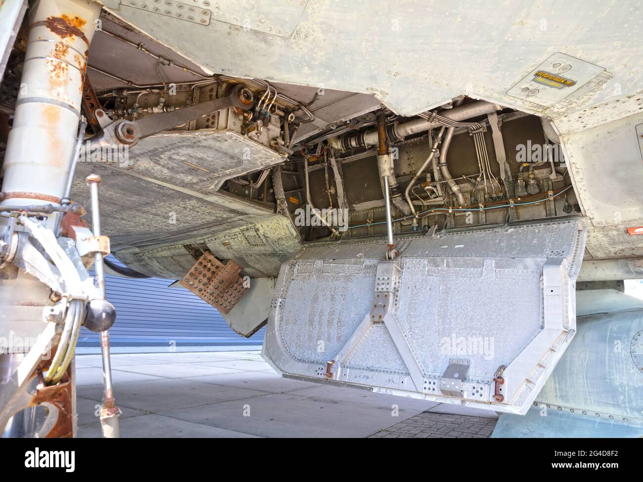 Wheel well of an old fighter jet, selective focus Stock Photo - Alamy