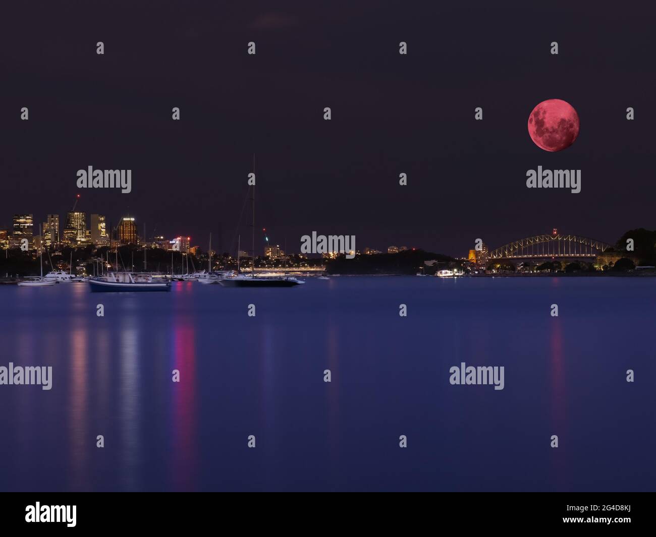 Panorama night view of Sydney Harbour and City Skyline of circular quay ...