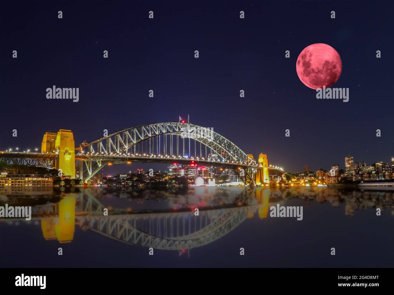 Panorama night view of Sydney Harbour and City Skyline of circular quay ...
