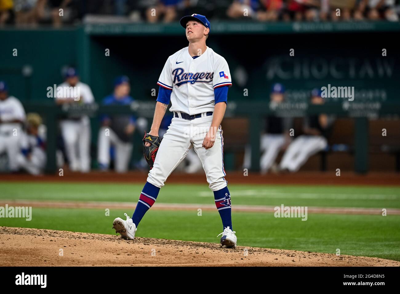 June 19th, 2021: Texas Rangers relief pitcher Kolby Allard (39) looks ...