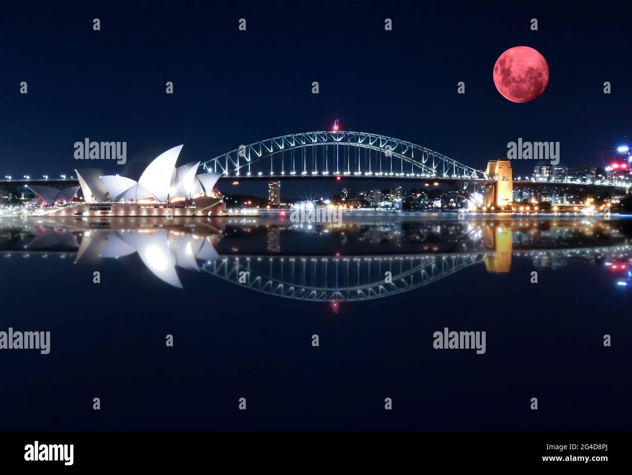Panorama night view of Sydney Harbour and City Skyline of circular quay ...
