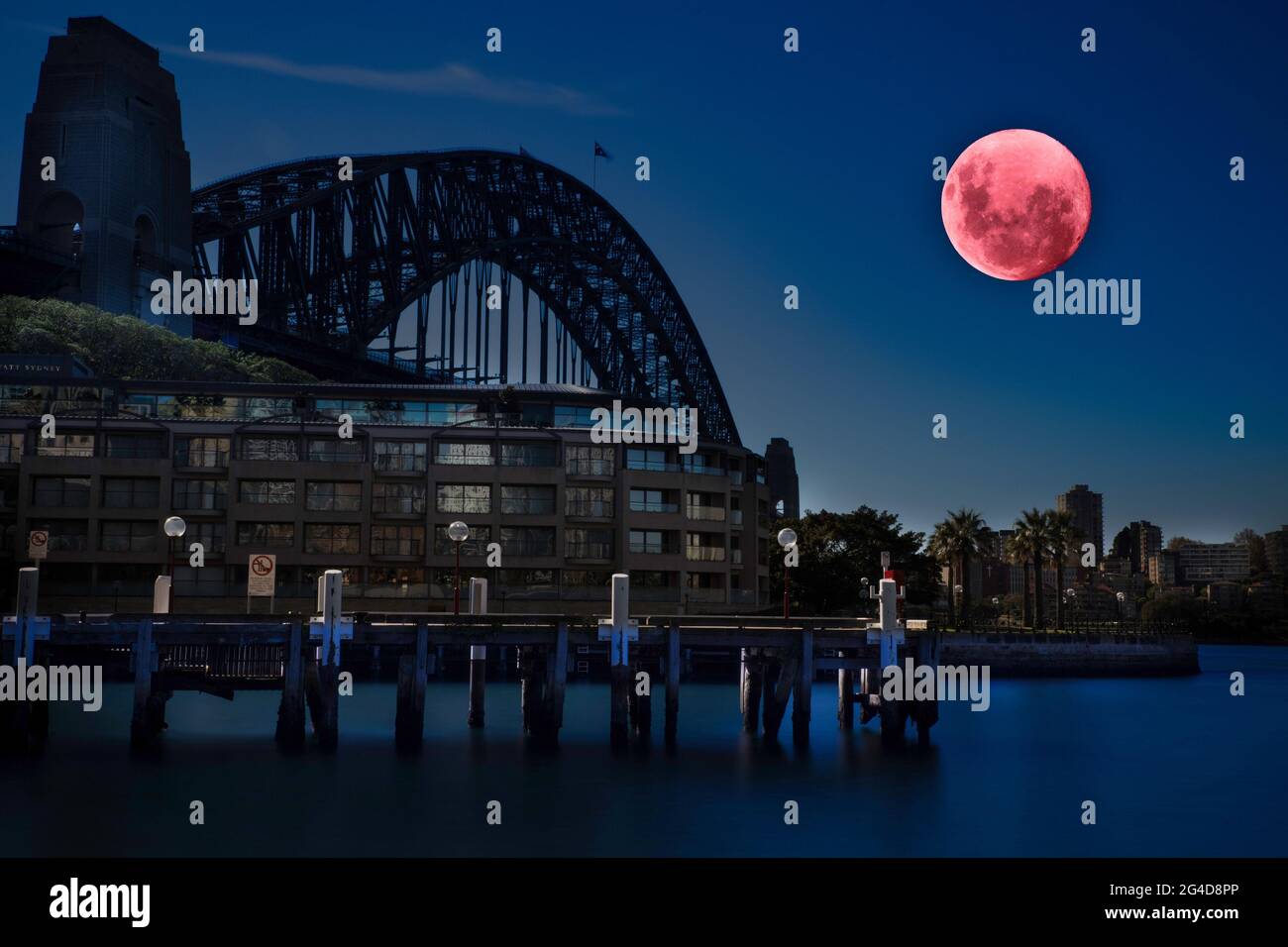 Panorama night view of Sydney Harbour and City Skyline of circular quay ...