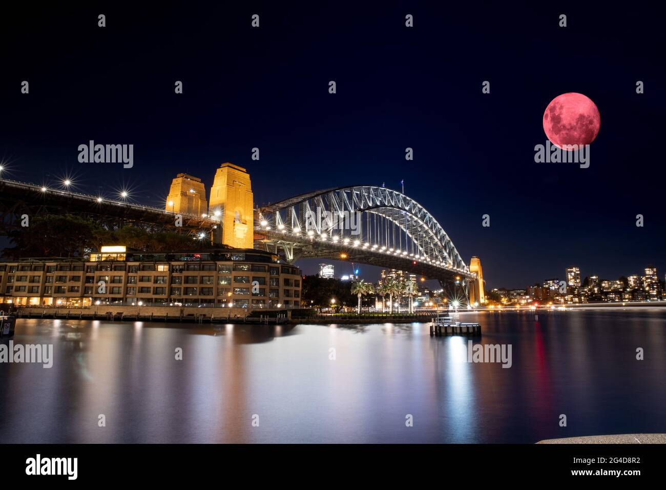 Panorama night view of Sydney Harbour and City Skyline of circular quay ...