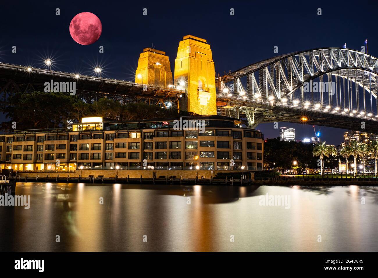 Panorama night view of Sydney Harbour and City Skyline of circular quay ...