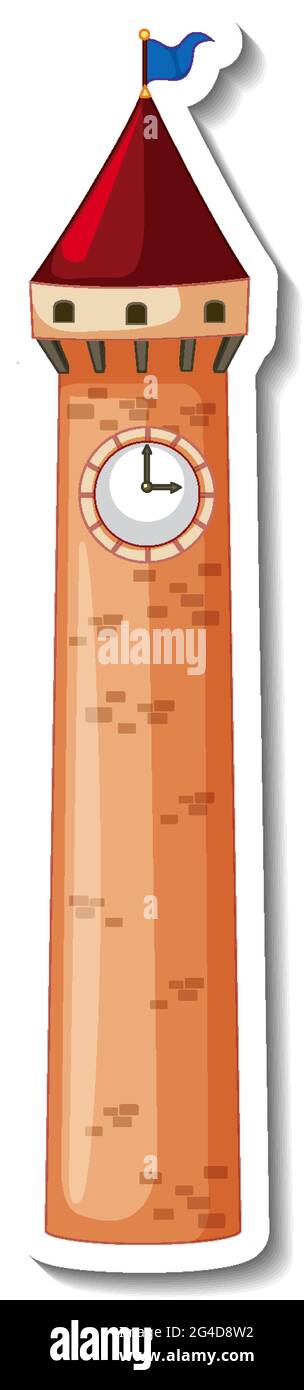 Sticker template with Clock Tower isolated illustration Stock Vector ...