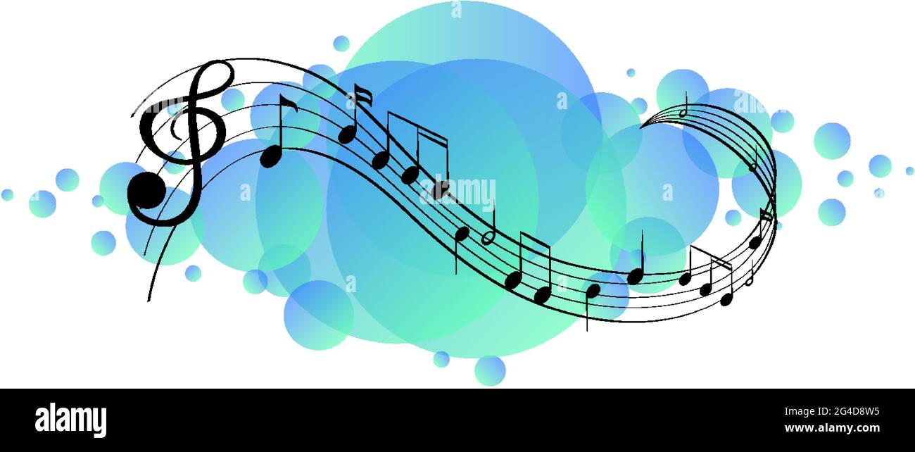 Musical melody symbols on sky blue splotch illustration Stock Vector ...