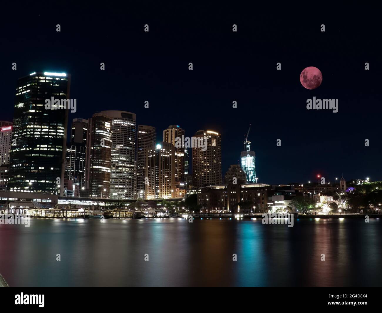 Panorama night view of Sydney Harbour and City Skyline of circular quay ...