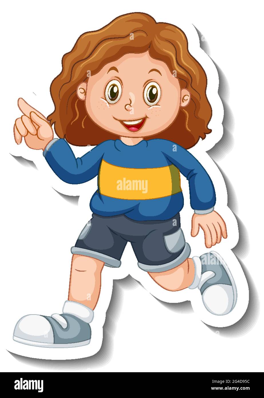 Sticker template with a girl cartoon character isolated illustration ...