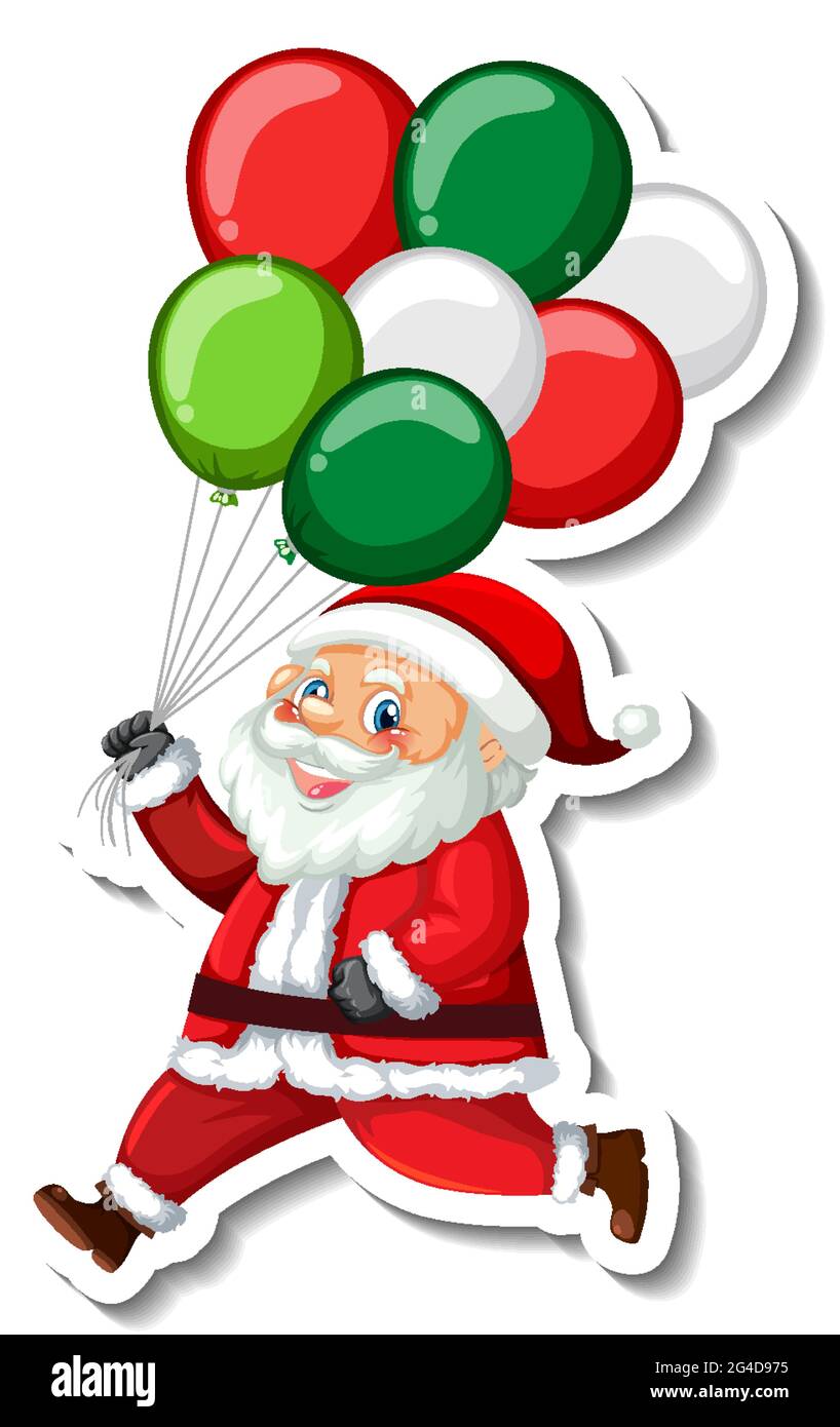 Sticker template with Santa Claus cartoon character isolated ...