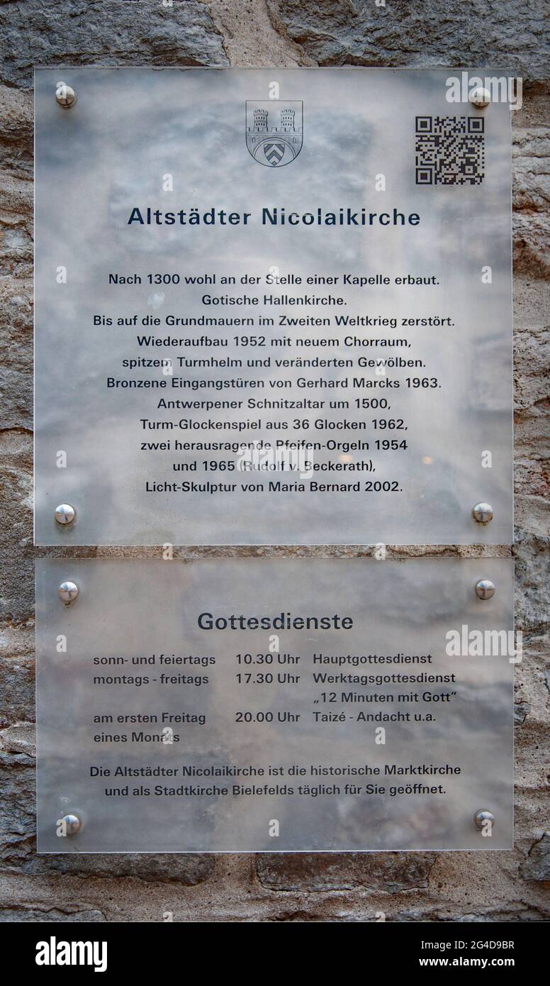 BIELEFELD, GERMANY. JUNE 12, 2021. Memorial signboard with text Old ...