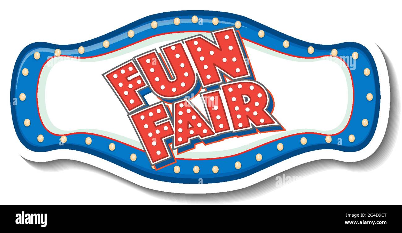 Sticker template with Funfair banner isolated illustration Stock Vector ...