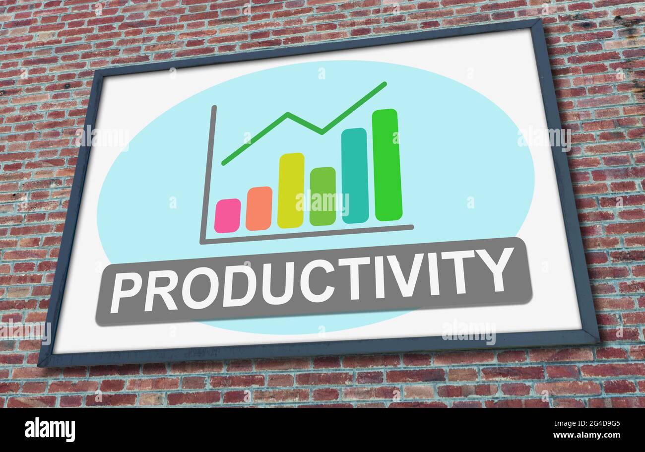 Productivity concept drawn on a billboard fixed on a brick wall Stock ...