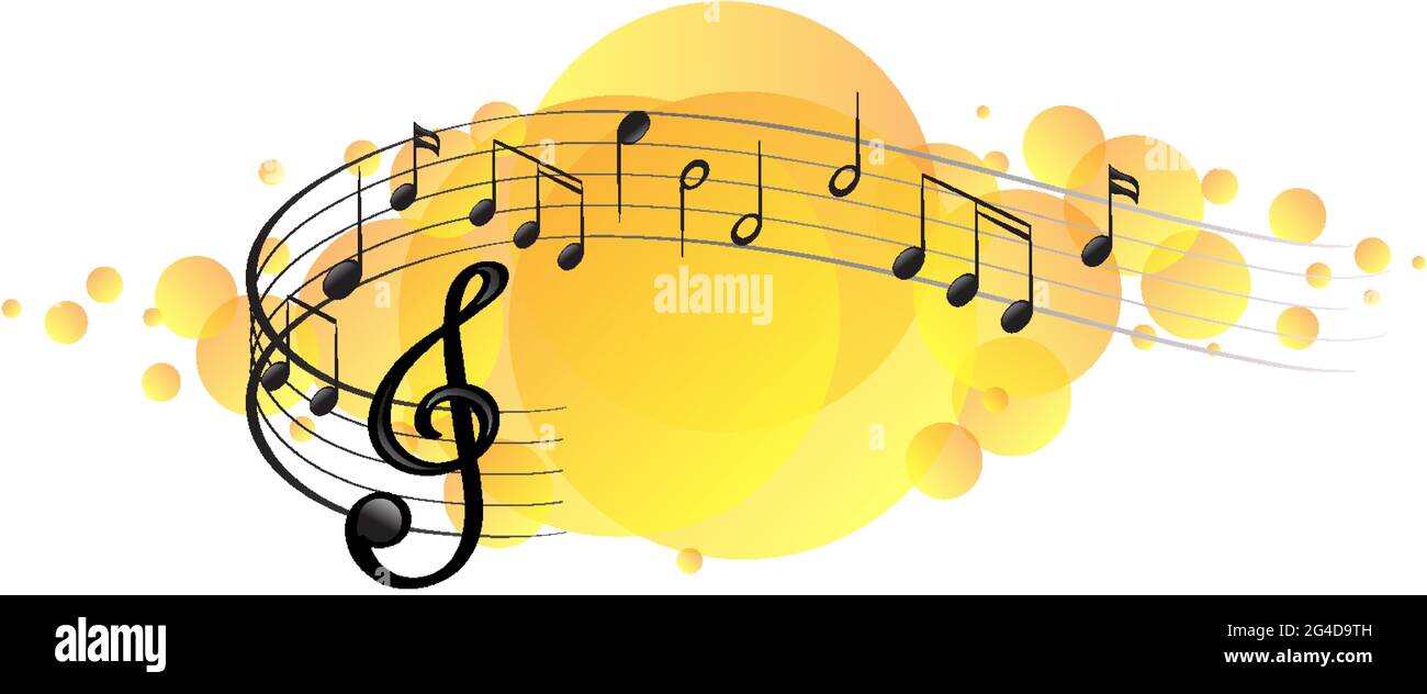 Musical melody symbols on yellow splotch illustration Stock Vector ...