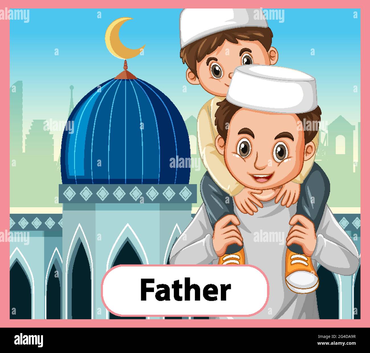 Educational English word card of father illustration Stock Vector Image ...