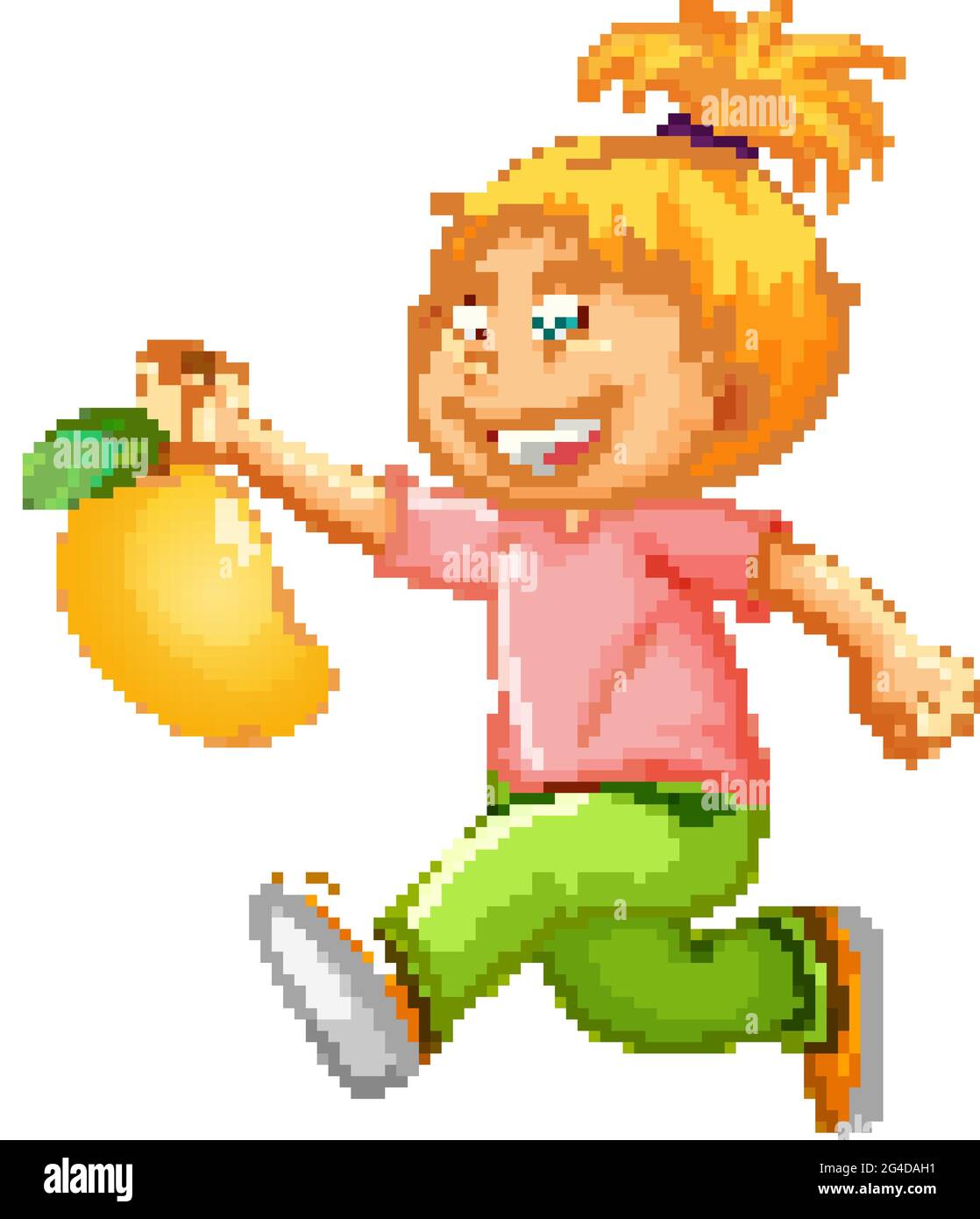 A boy holding mango fruit cartoon character isolated on white ...