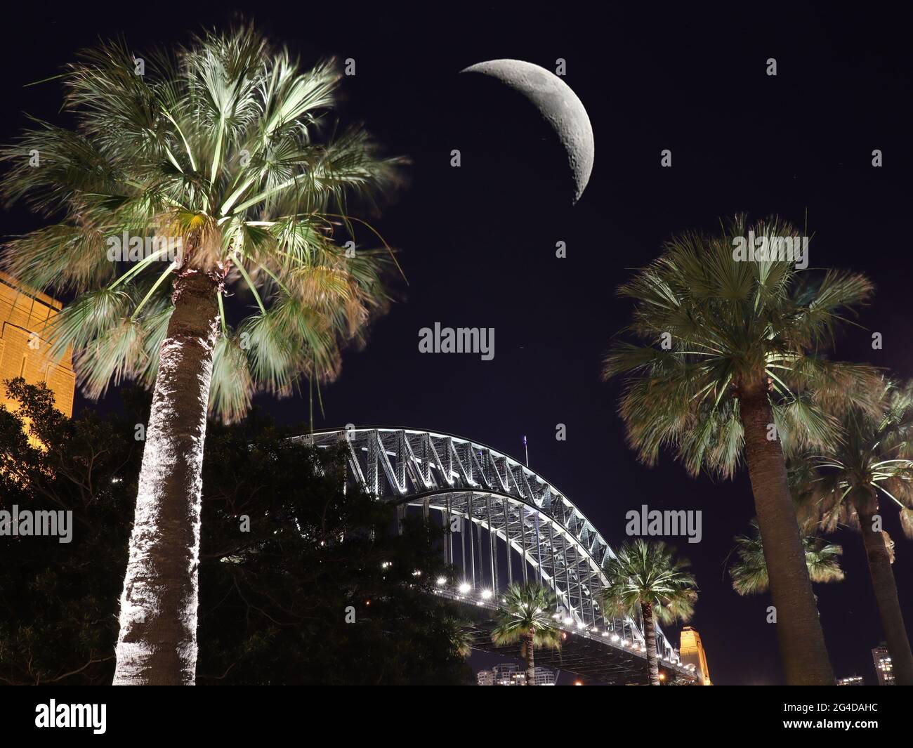 Panorama night view of Sydney Harbour and City Skyline of circular quay ...