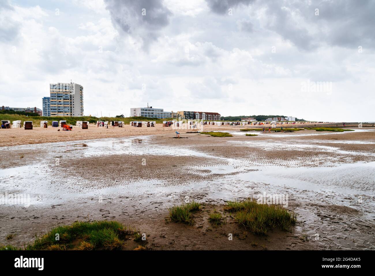 The Beach of Cuxhaven on low tide. The Wadden Sea is an intertidal zone ...