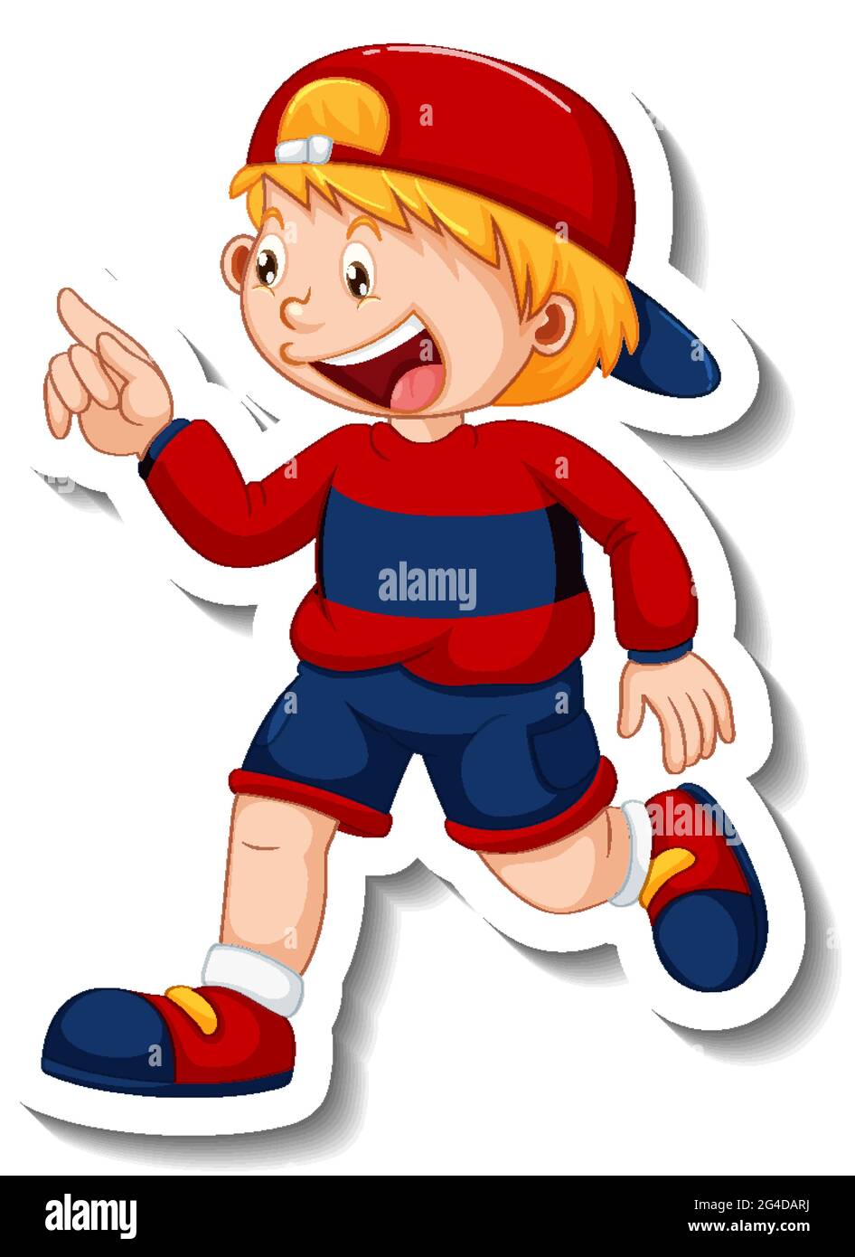 Sticker template with a boy cartoon character isolated illustration ...