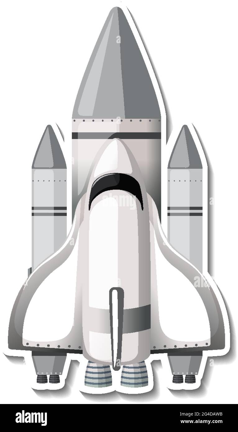 Sticker template with spaceship isolated illustration Stock Vector ...