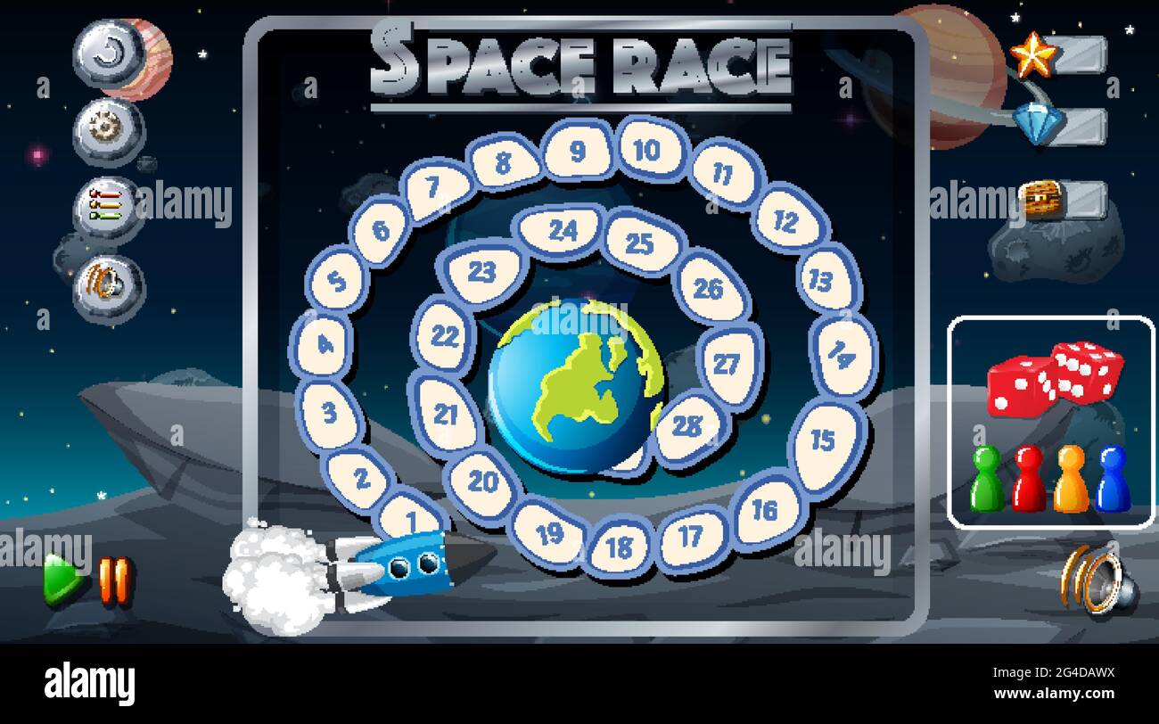 Board game with space theme template illustration Stock Vector Image ...