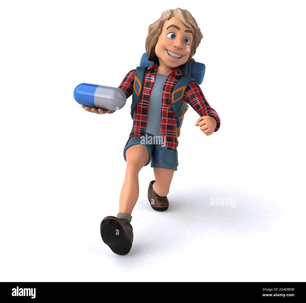 Fun backpacker cartoon guy Stock Photo - Alamy