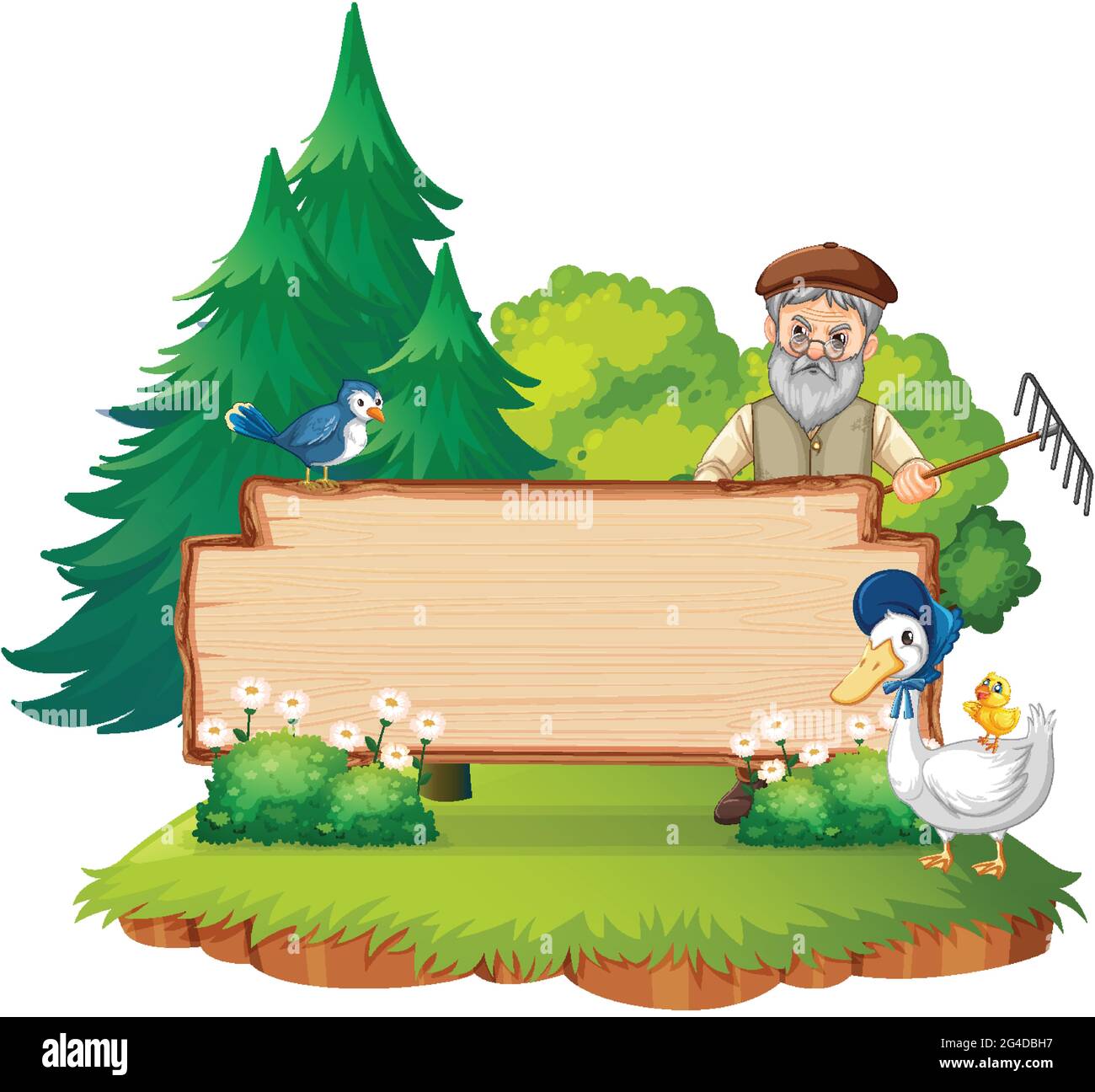 Empty banner template in the farm scene isolated on white background ...