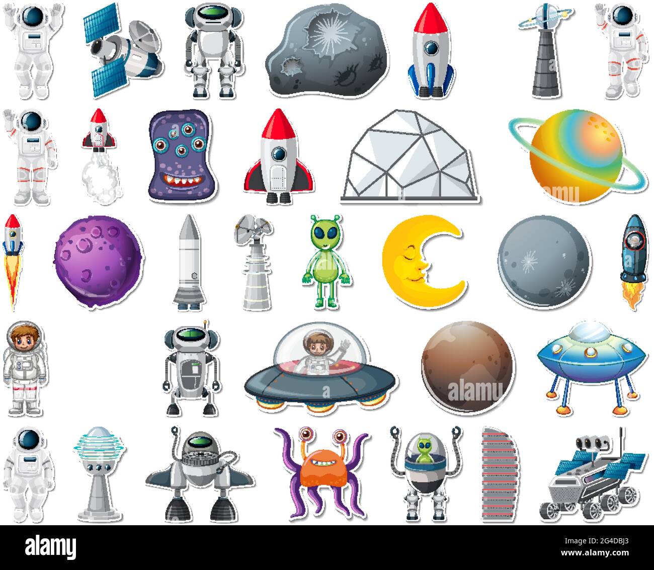 Set of stickers with Solar system objects isolated illustration Stock ...