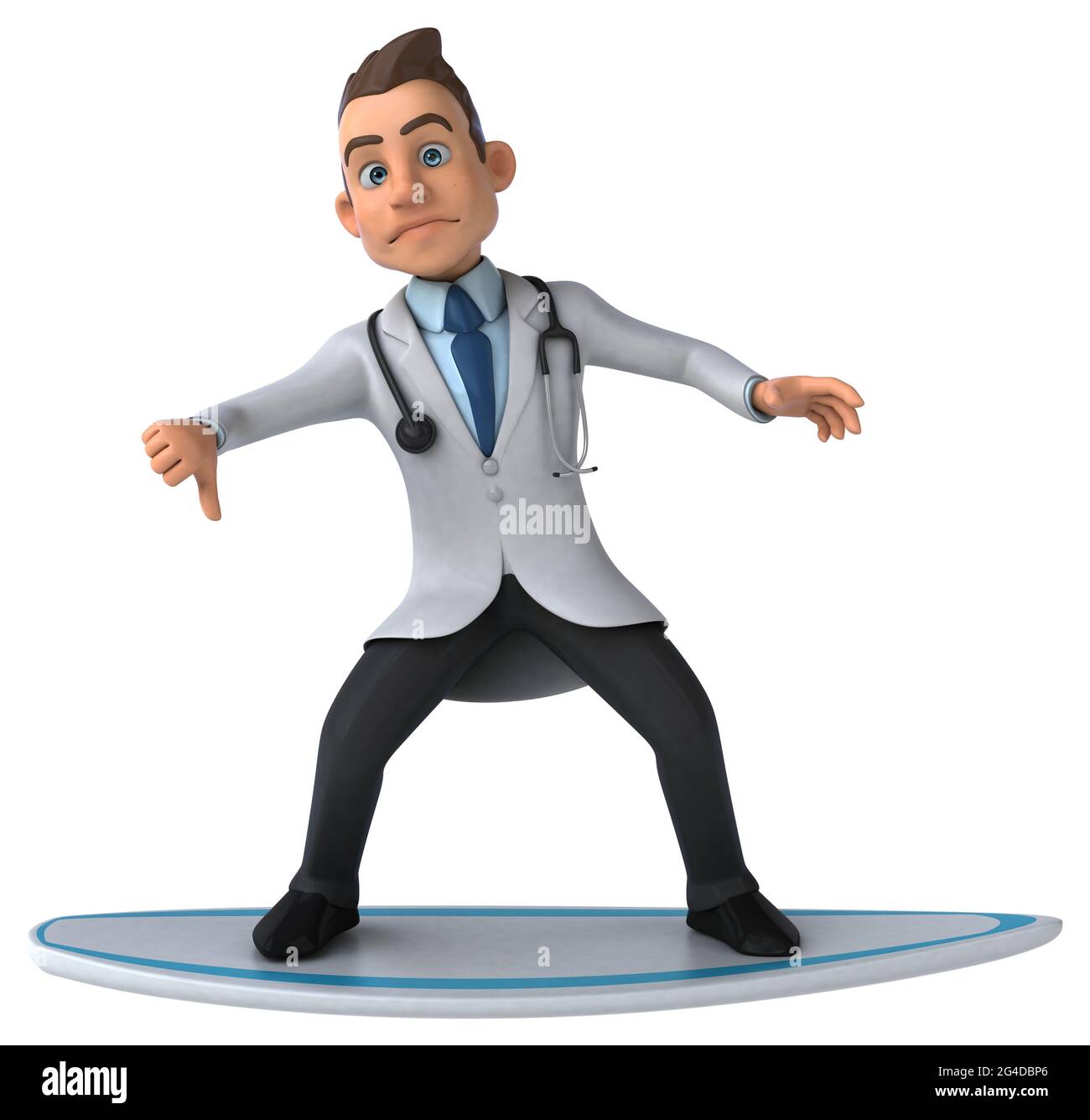 Fun 3D cartoon doctor surfing Stock Photo - Alamy