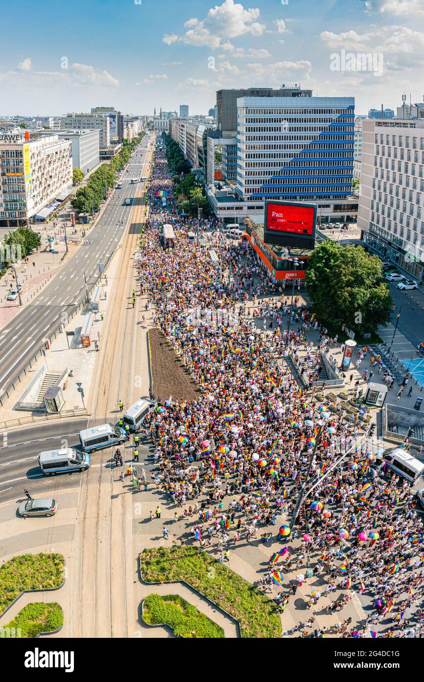 Warsaw, Poland - June 19 2021: equality parade, pride march ...